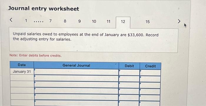 Solved Journal entry worksheet Unpaid salaries owed to | Chegg.com