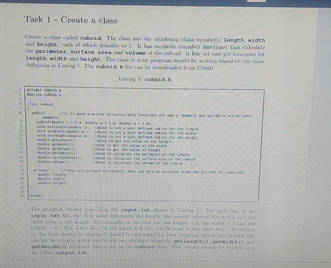 Solved Create A Class Called Cuboid The Class Has The