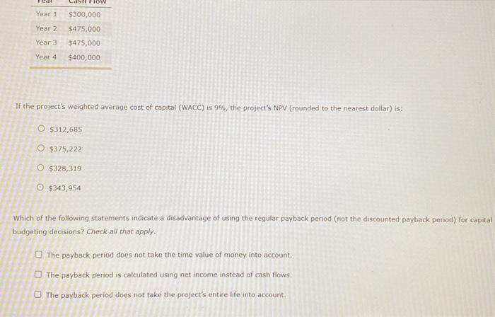 Solved What information does the payback period provide? | Chegg.com