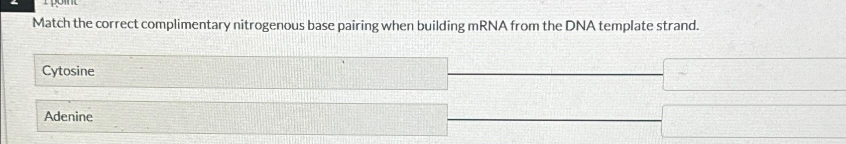 Solved Match the correct complimentary nitrogenous base | Chegg.com
