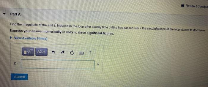Solved HW30 Induced EMF and Current in a Shrinking Loop | Chegg.com