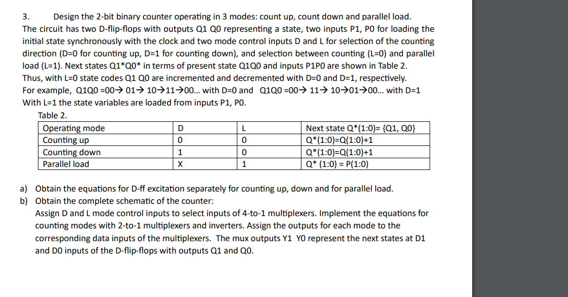 Solved by an EXPERT Design the 2-bit binary counter operating in 3 | Chegg.com