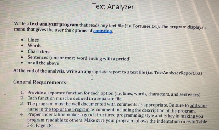 Solved Text Analyzer Write A Text Analyzer Program That Chegg