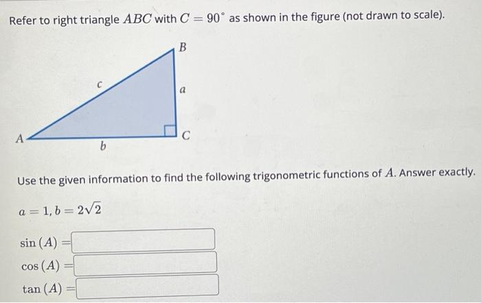Solved Refer to right triangle ABC with C=90∘ as shown in | Chegg.com