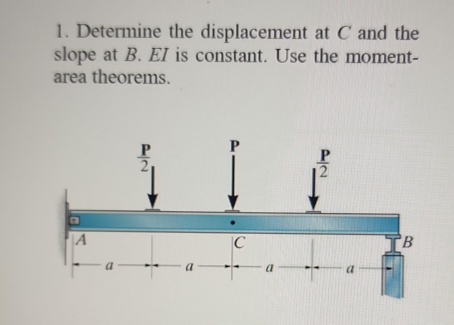 Solved 1. Determine the displacement at C and the slope at | Chegg.com