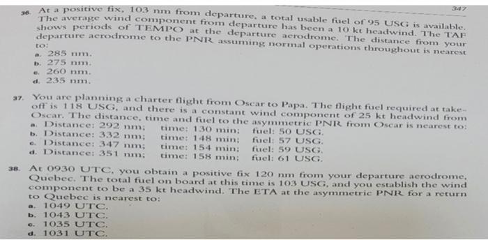 Solved 36 to 37 At a positive fix, 103 nm from departure, a | Chegg.com