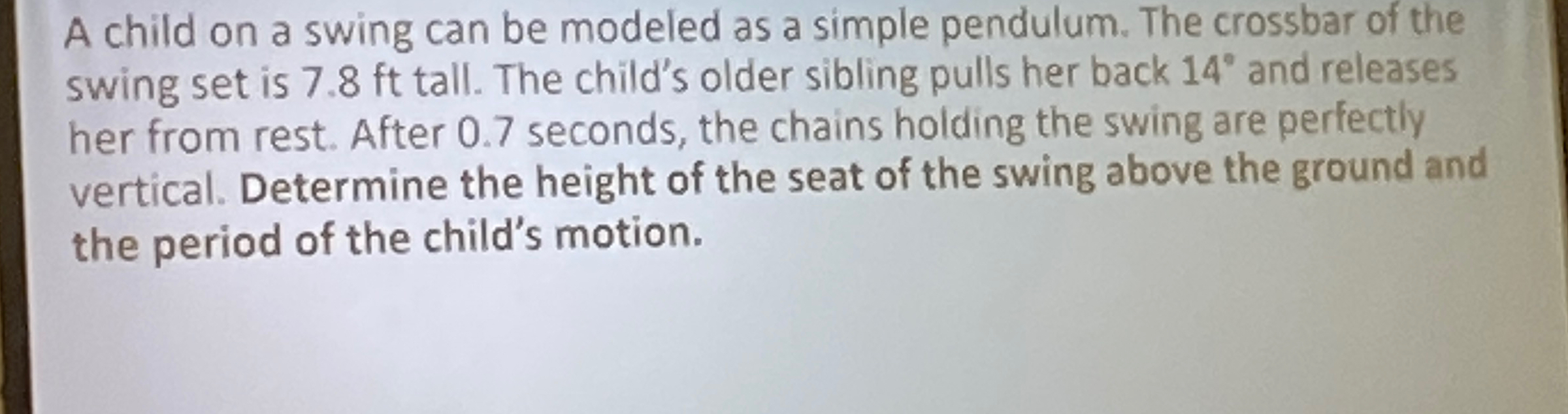 Solved A child on a swing can be modeled as a simple | Chegg.com