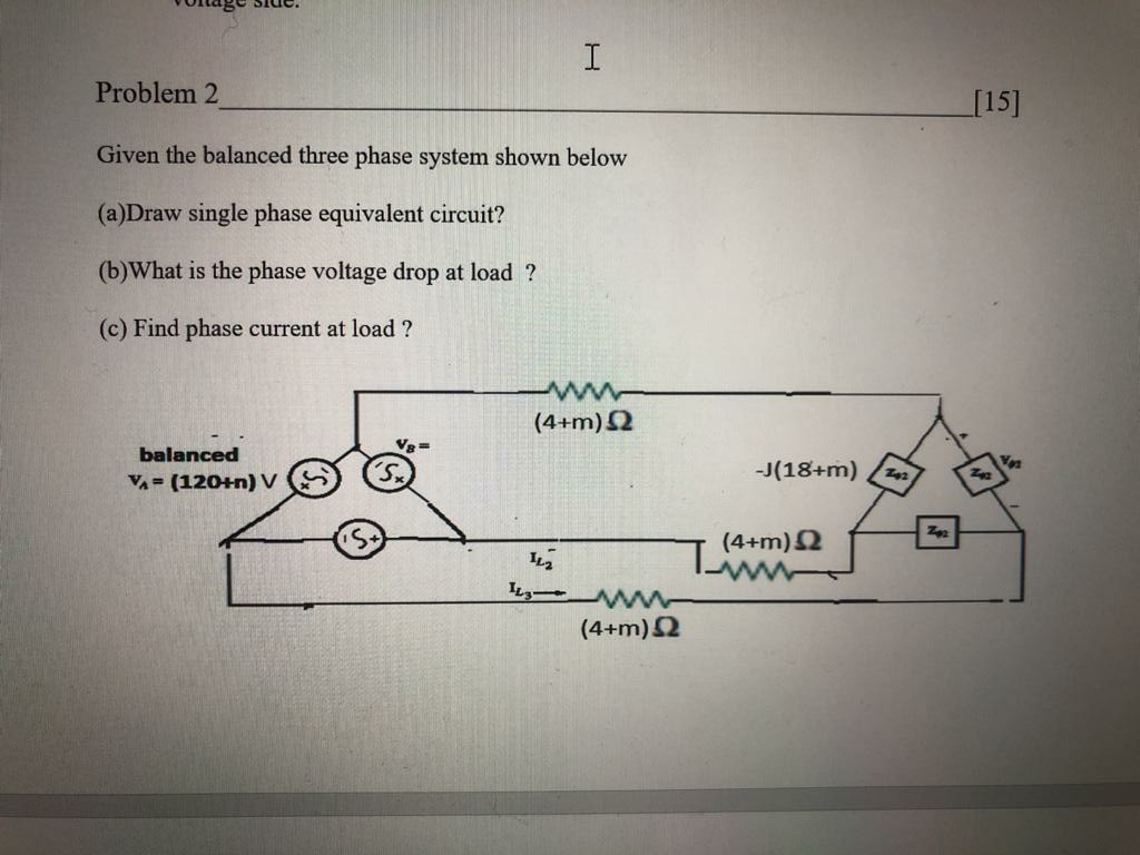 Solved I Problem 2 [15] Given the balanced three phase | Chegg.com