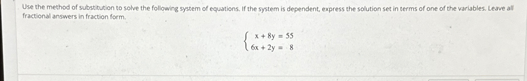 Solved Use the method of substitution to solve the following | Chegg.com