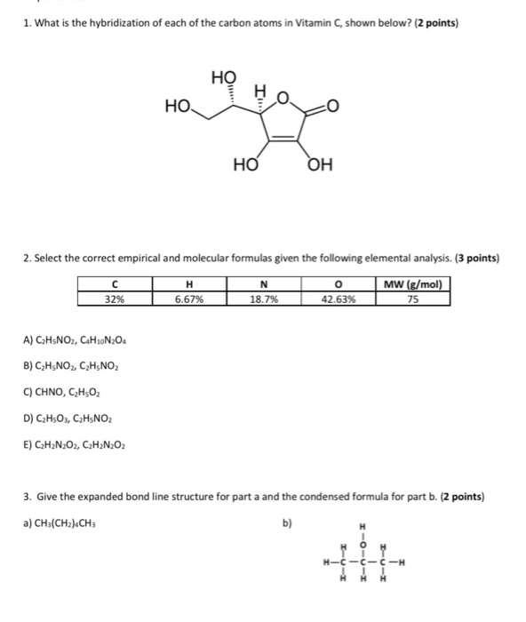 Solved 1. What is the hybridization of each of the carbon | Chegg.com