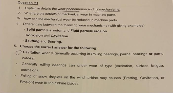 Solved 4- Differentiate between the following wear | Chegg.com