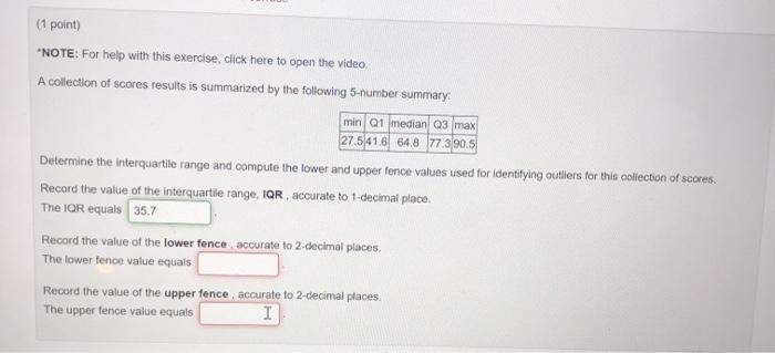 Solved (1 point) *NOTE: For help with this exercise, click | Chegg.com