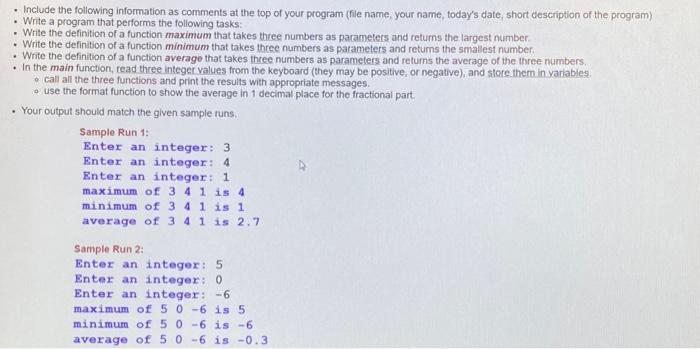 Solved - Include the following information as comments at | Chegg.com