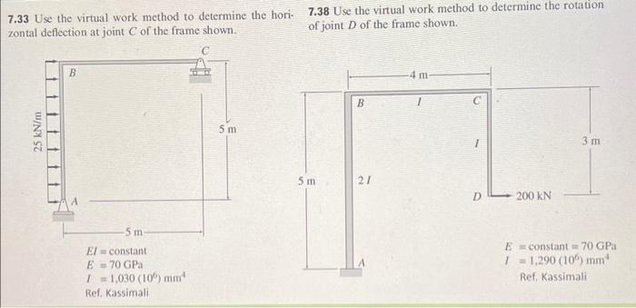 Solved 7.33 Use the virtual work method to determine the | Chegg.com