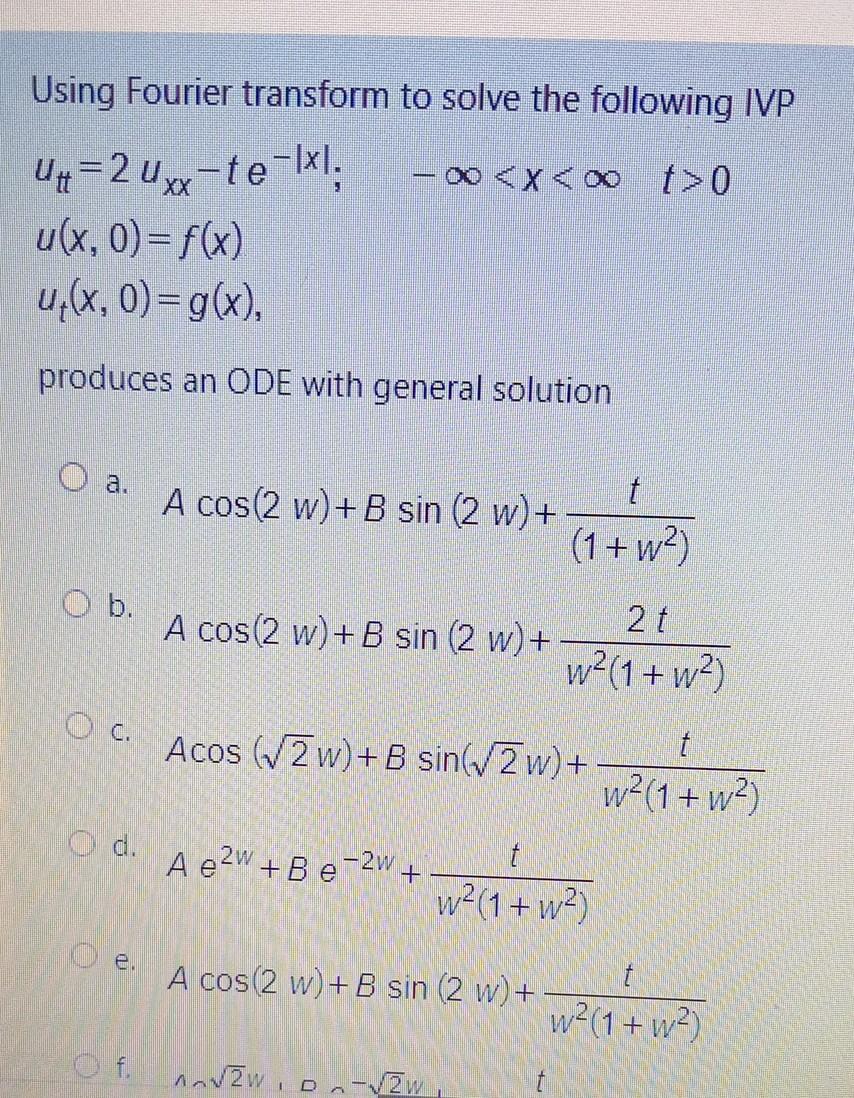 Solved Using Fourier transform to solve the following IVP U4 | Chegg.com