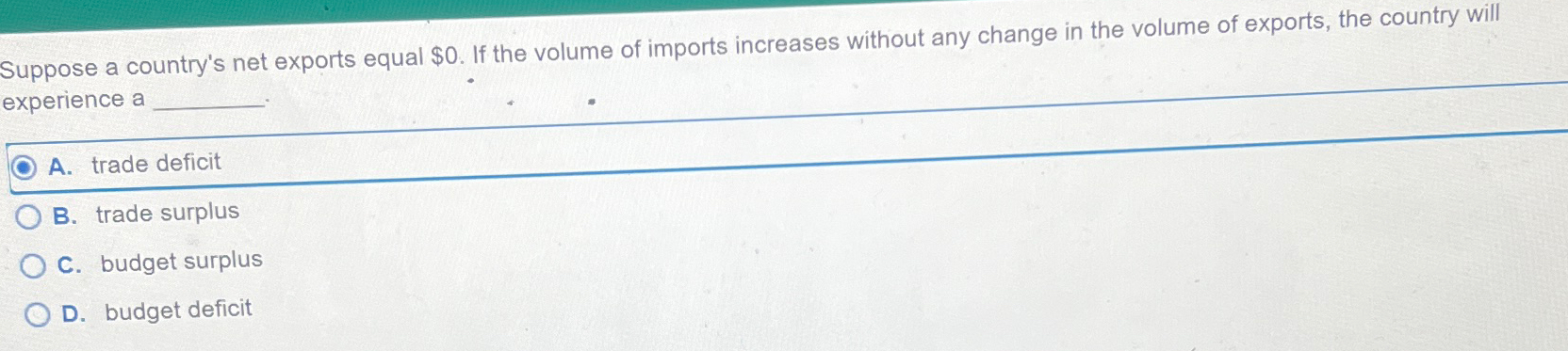 Solved Suppose a country's net exports equal $0. ﻿If the | Chegg.com