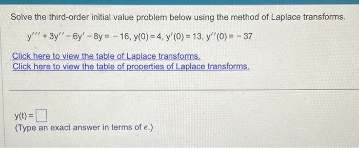 Solved Solve the third-order initial value problem below | Chegg.com