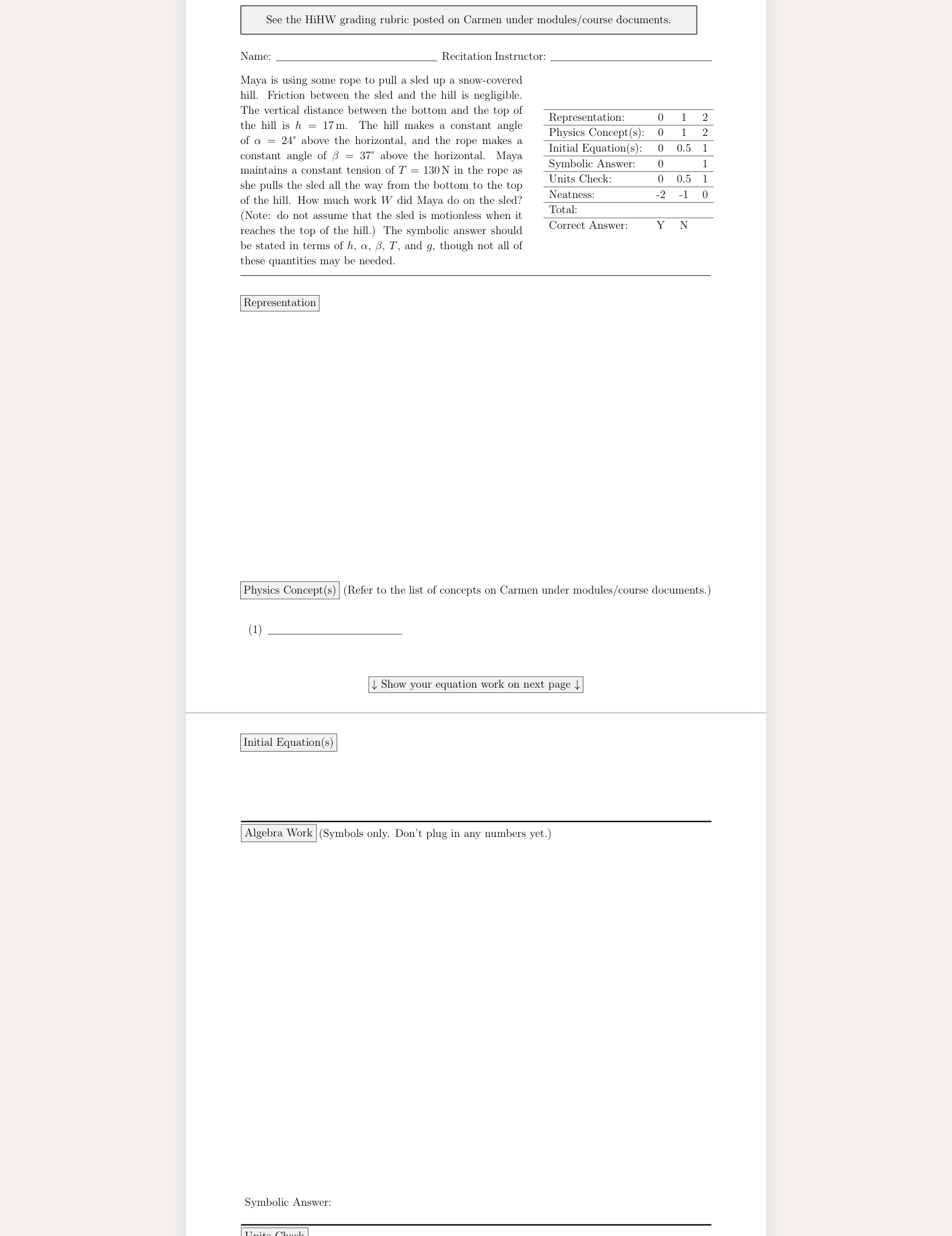 Solved Maya is using some rope to pull a sled up a | Chegg.com