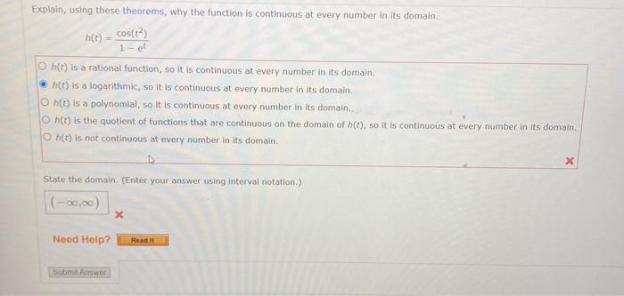 Solved Explain, using these theorems, why the function is | Chegg.com