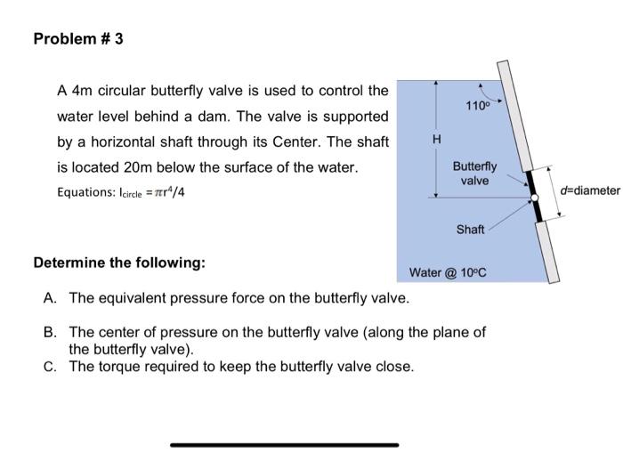 Solved A 4 m circular butterfly valve is used to control the | Chegg.com