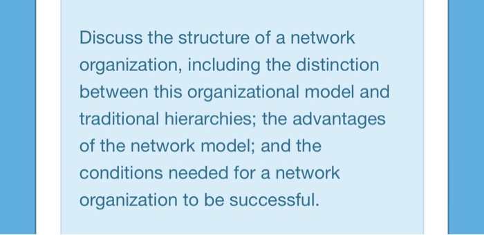 Solved Discuss the structure of a network organization, | Chegg.com