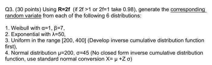 Solved Q3. (30 points) Using R=2f (if 2f>1 or 2f=1 take 0.98 | Chegg.com