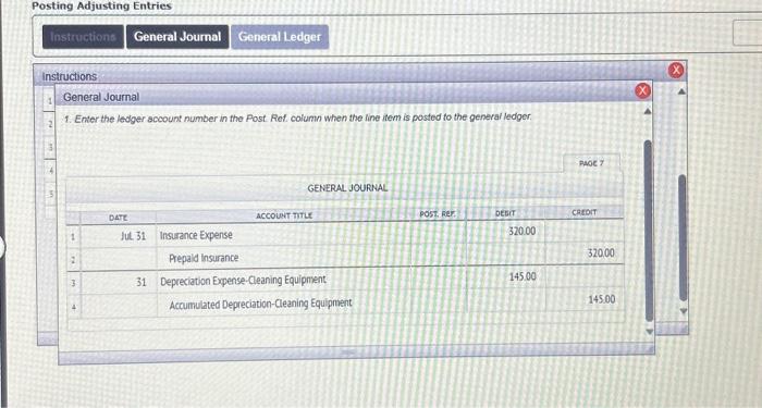 enter the ledger account number in the post ref | Chegg.com