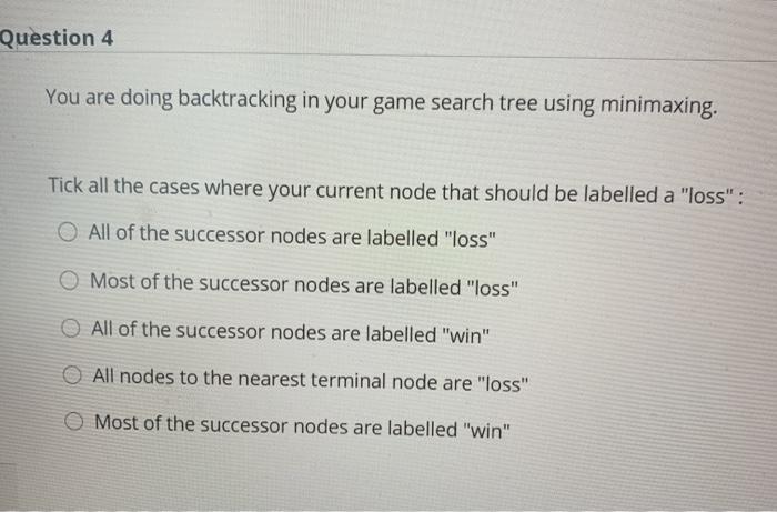 Solved Question 4 You are doing backtracking in your game | Chegg.com