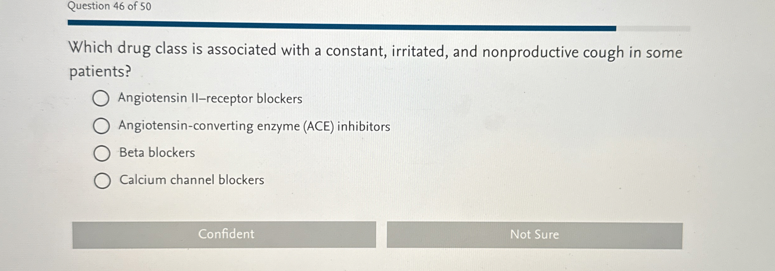 Solved Question 46 ﻿of 50Which drug class is associated with | Chegg.com
