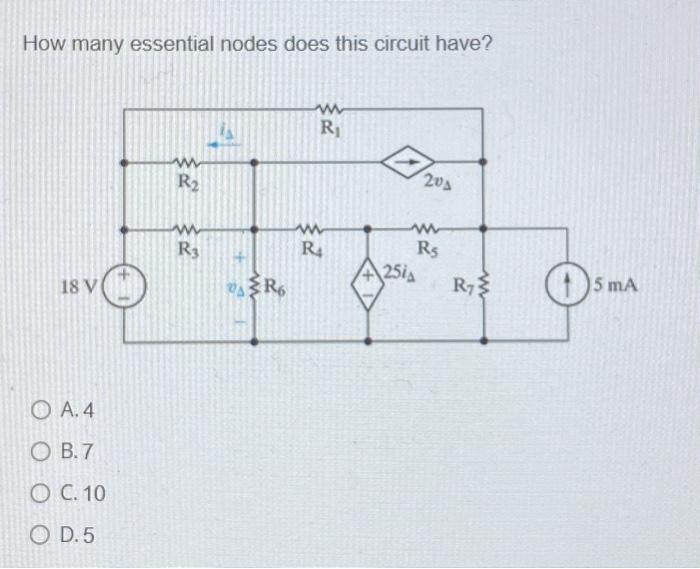 Solved How many essential nodes does this circuit have? A. 4 | Chegg.com