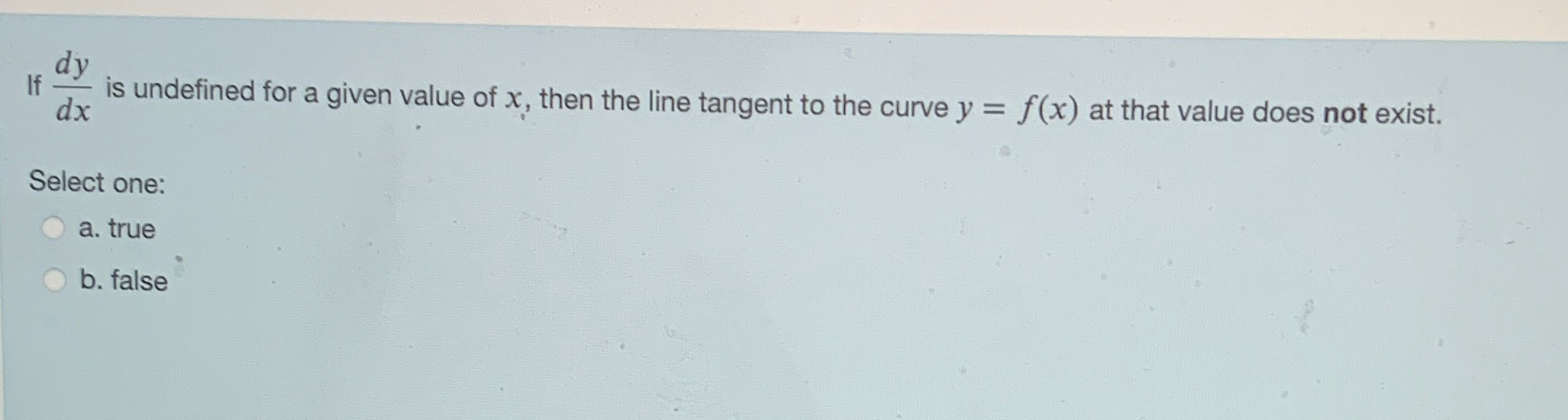 Solved If dydx ﻿is undefined for a given value of x, ﻿then | Chegg.com