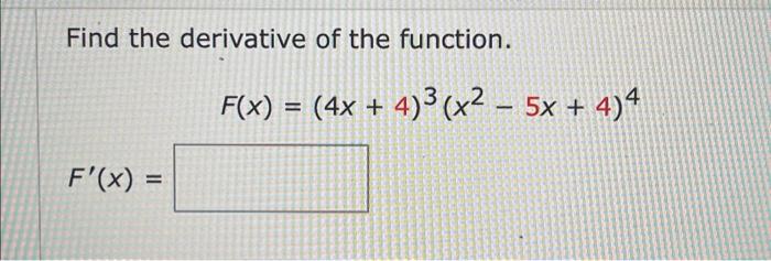 Solved Find the derivative of the function. | Chegg.com