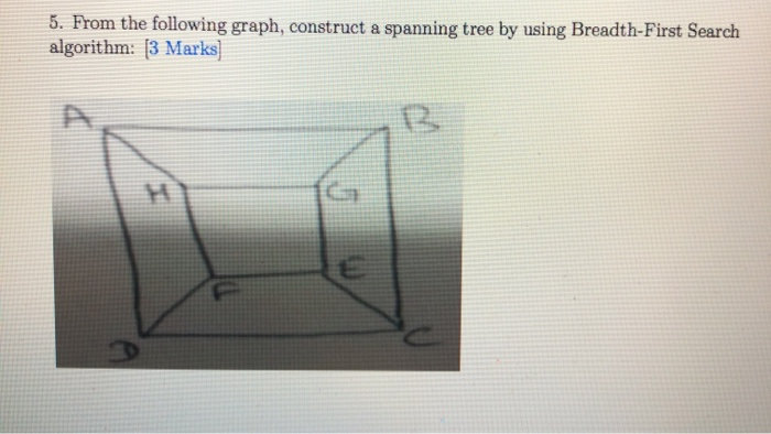 Solved 5. From the following graph, construct a spanning | Chegg.com