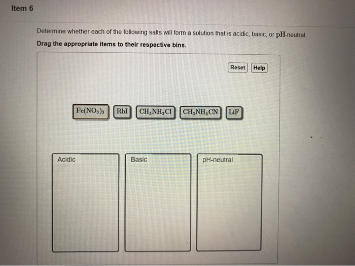 Solved Item 6 Determine whether each of the following salts | Chegg.com