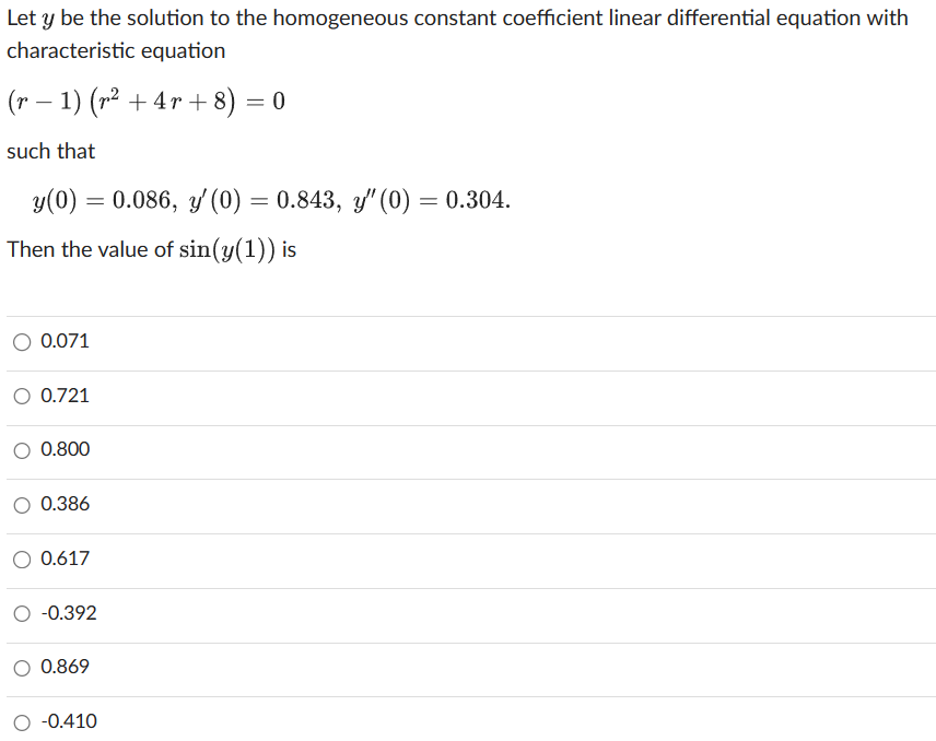 Solved Let y ﻿be the solution to the homogeneous constant | Chegg.com