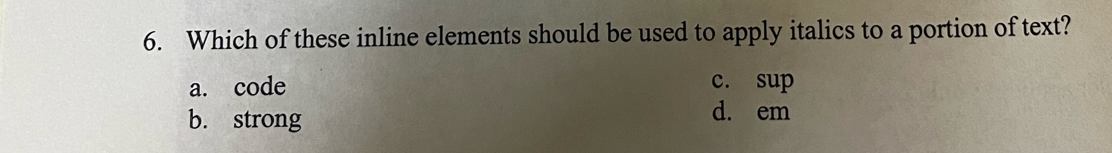 Solved Which of these inline elements should be used to | Chegg.com
