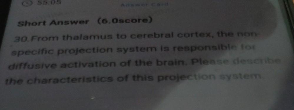 Solved Short Answer (6.0score) 30. From thalamus to cerebral | Chegg.com
