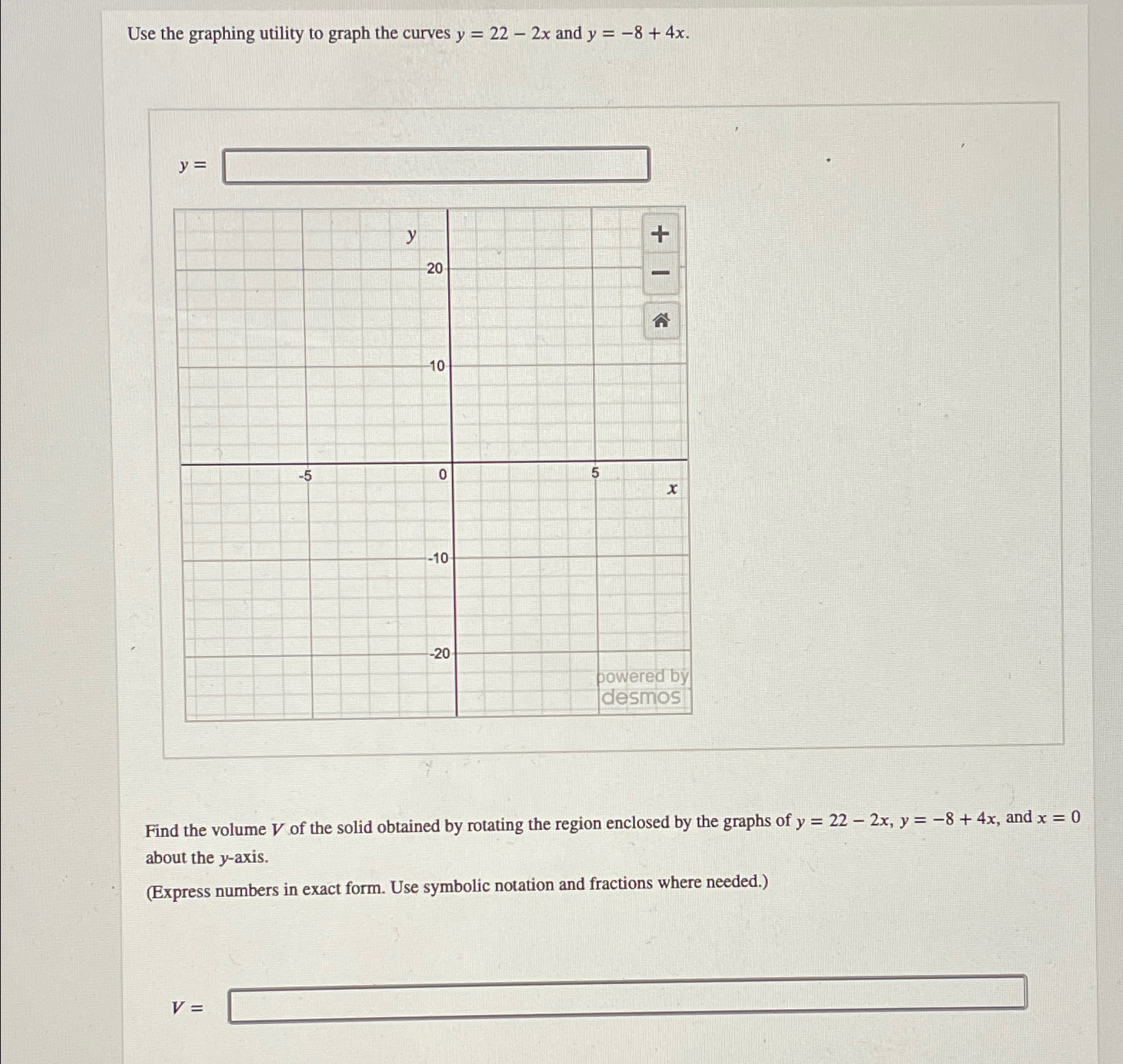 Solved Use the graphing utility to graph the curves y=22-2x | Chegg.com