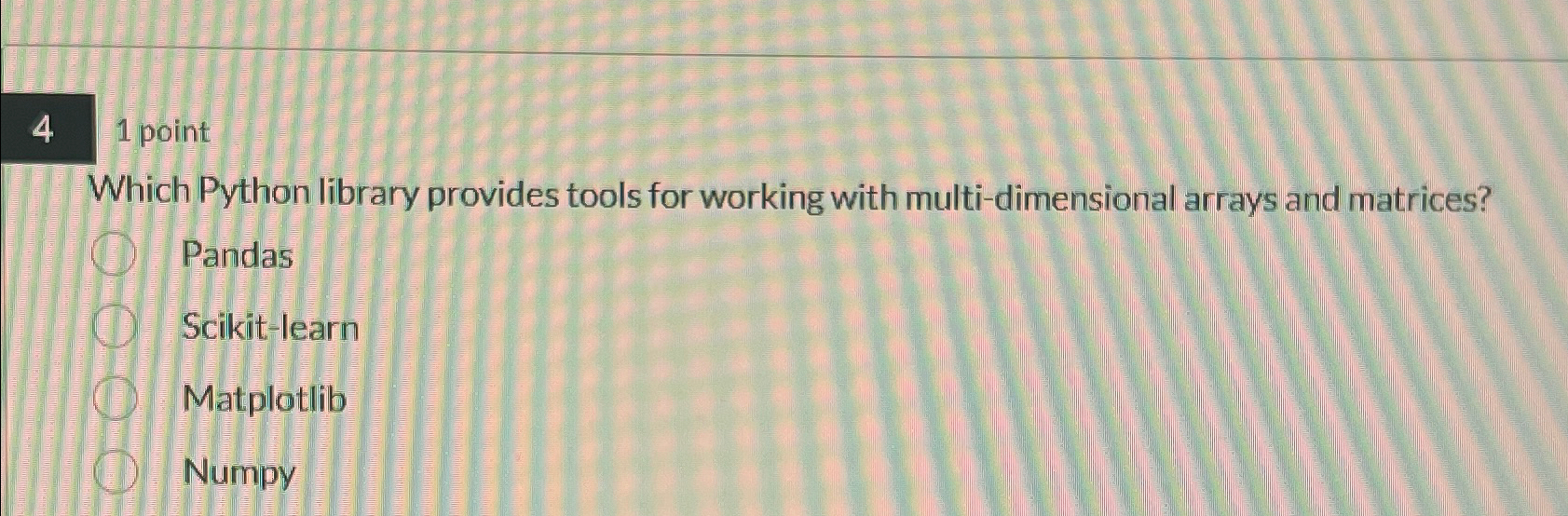 Solved 41 ﻿pointWhich Python library provides tools for | Chegg.com