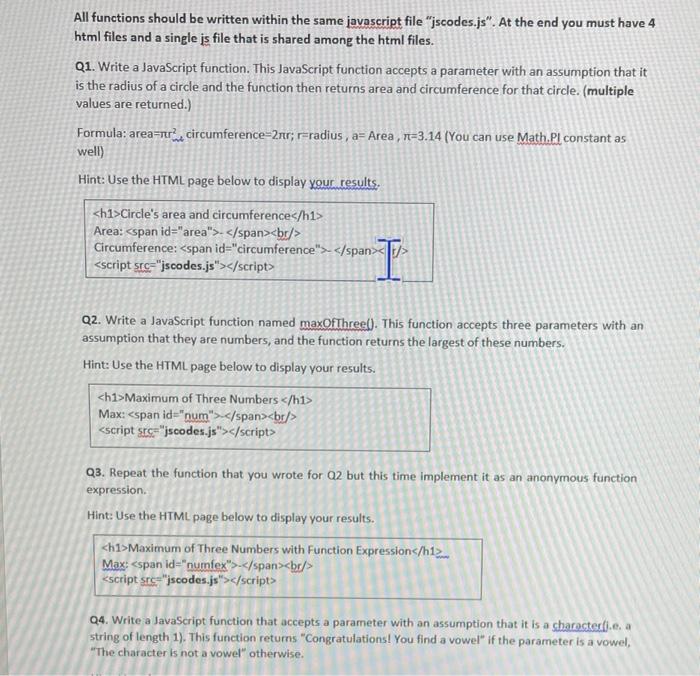 Solved All functions should be written within the same | Chegg.com