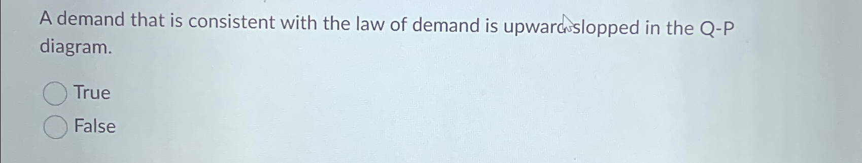 Solved A demand that is consistent with the law of demand is | Chegg.com