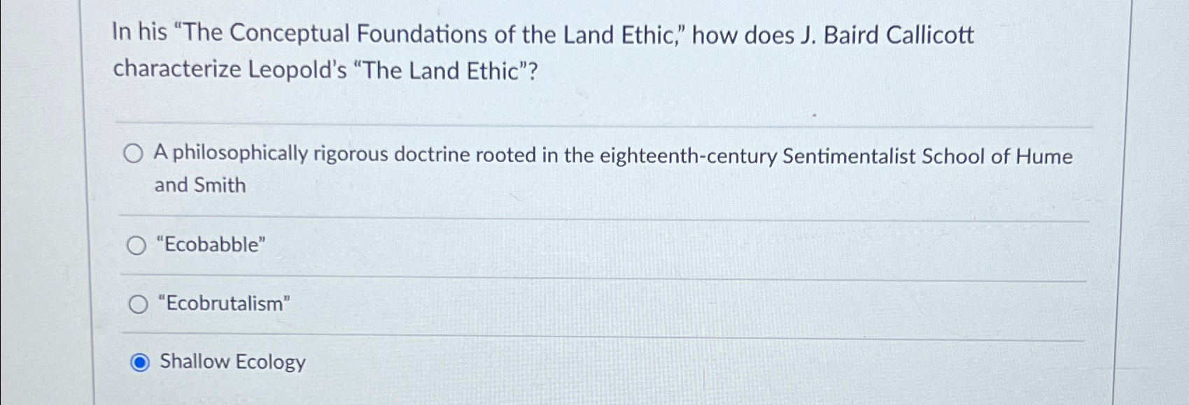 Solved In his "The Conceptual Foundations of the Land | Chegg.com