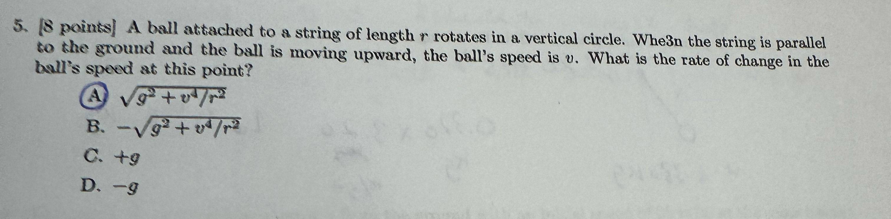 Solved [8 ﻿points] ﻿A ball attached to a string of length r | Chegg.com