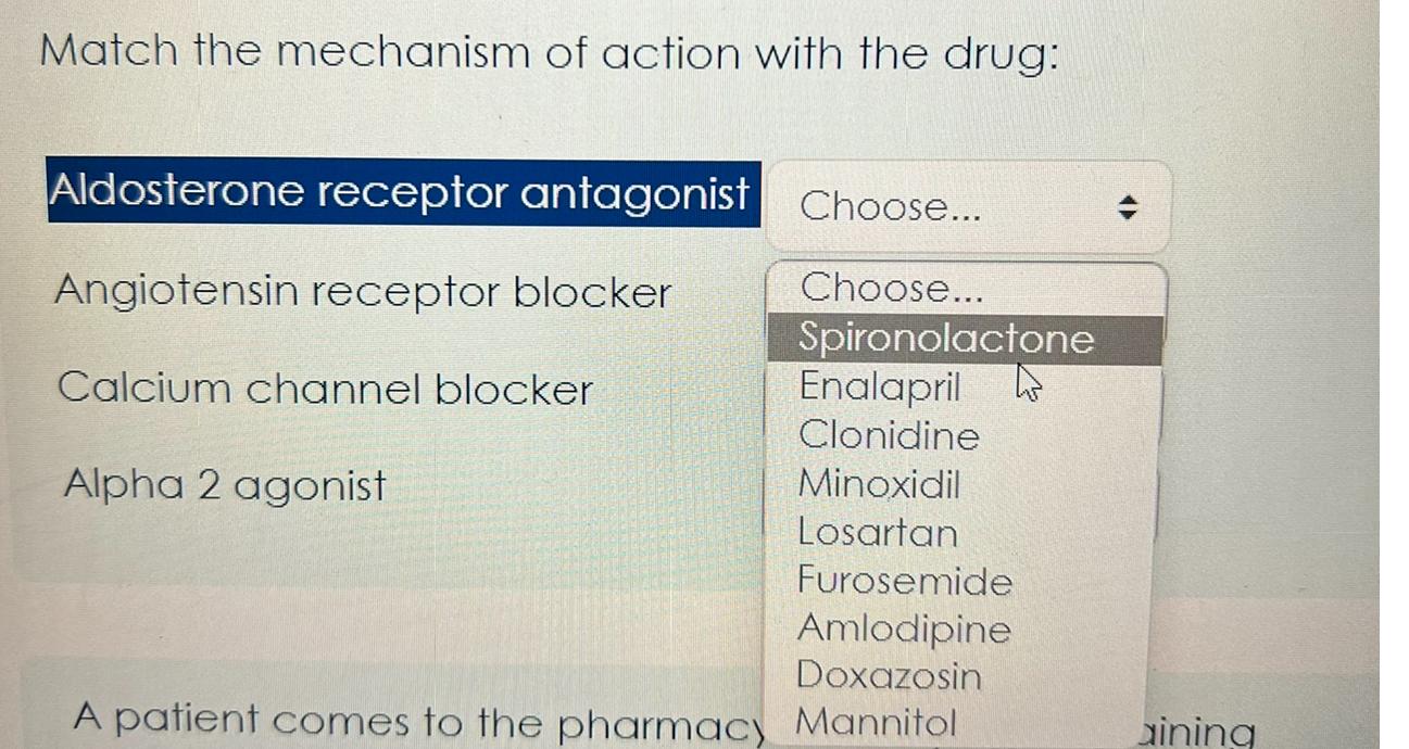 Solved Match the mechanism of action with the | Chegg.com