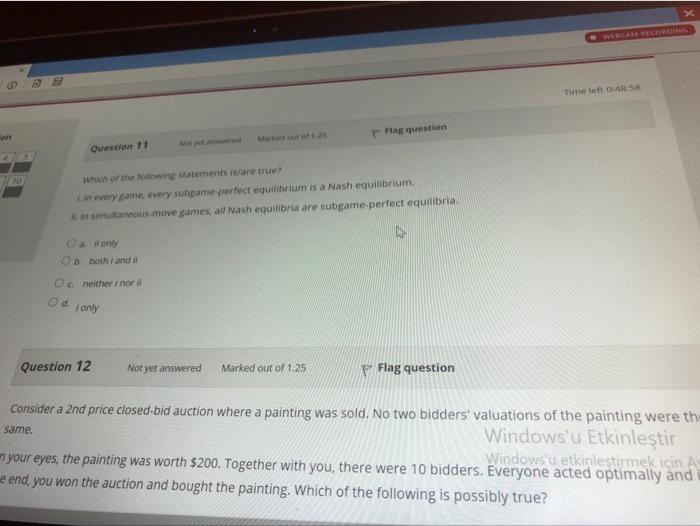 Solved Time left 0:48:58 Flag question Question 11 10 which | Chegg.com