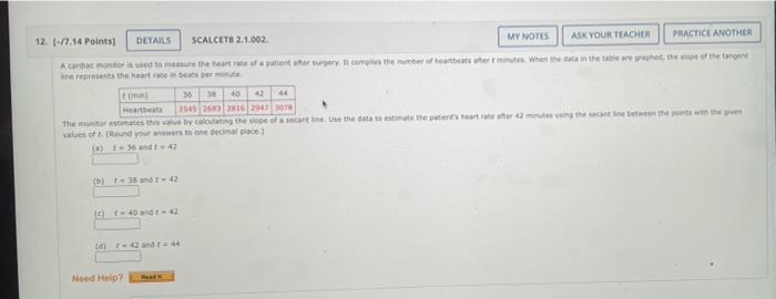 Solved 12. [-17.14 Points DETAILS SCALCETS 2.1.002. MY NOTES | Chegg.com Solved 12. [-17.14 Points DETAILS SCALCETS 2.1.002. MY NOTES | Chegg.com