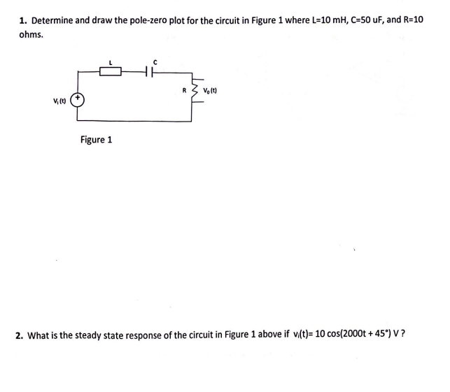 Solved Determine and draw the pole-zero plot for the circuit | Chegg.com