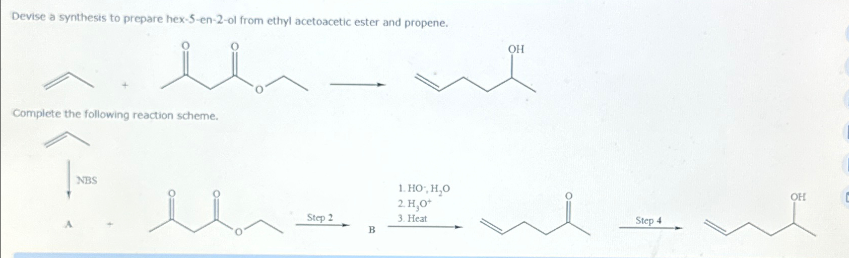Solved Devise a synthesis to prepare hex-5-en-2-ol from | Chegg.com