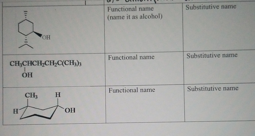 Solved Substitutive name Functional name (name it as | Chegg.com
