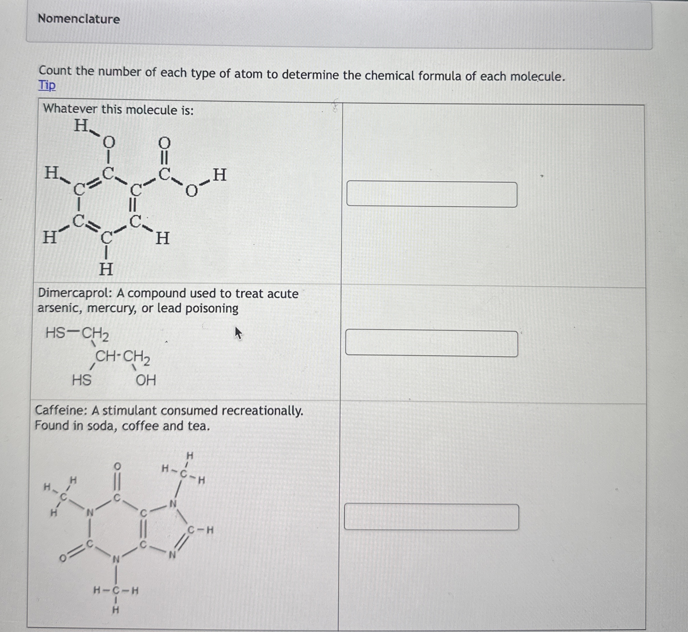 Solved NomenclatureCount the number of each type of atom to | Chegg.com